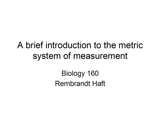 Metric System Introduction lecture