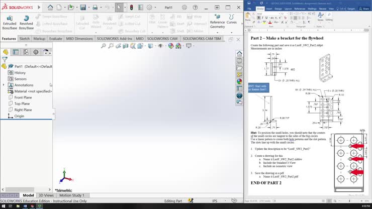 SolidWorks Walkthrough - Features and Drawings - Bracket