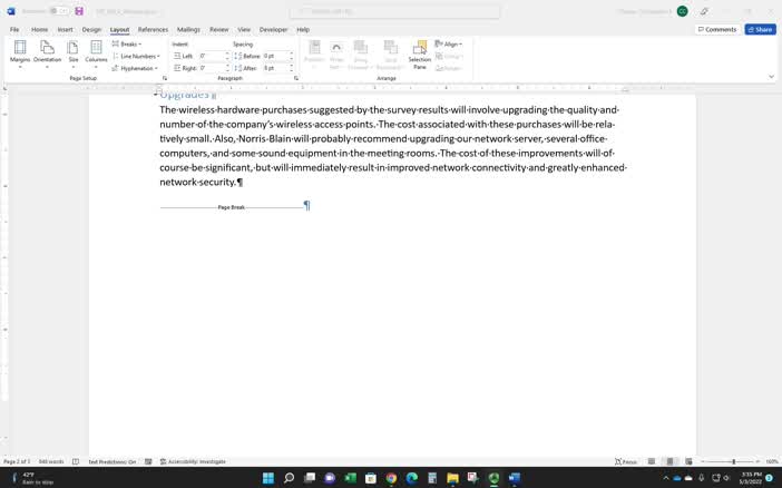 Chapter 3 Inserting a Section Break