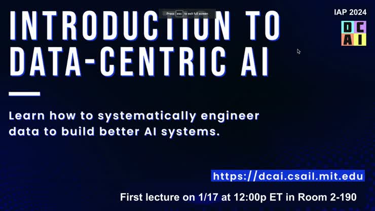 Introduction to Data Centric AI on 1/16/2024 (Tue)
