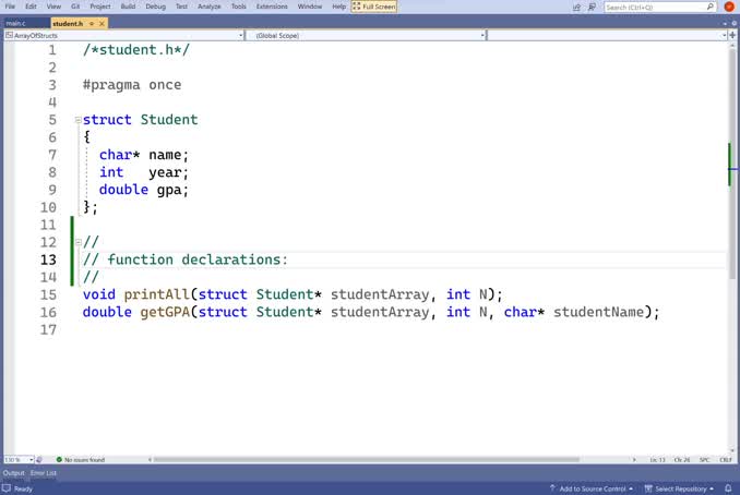Array of Structures (HW03, Project02)
