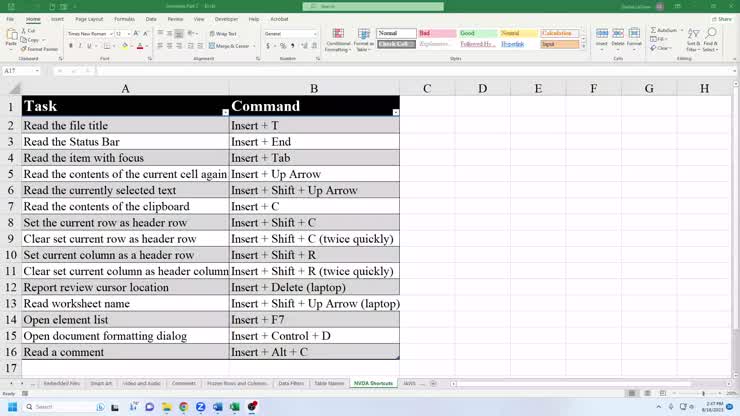 Part 33 (NVDA Shortcuts)