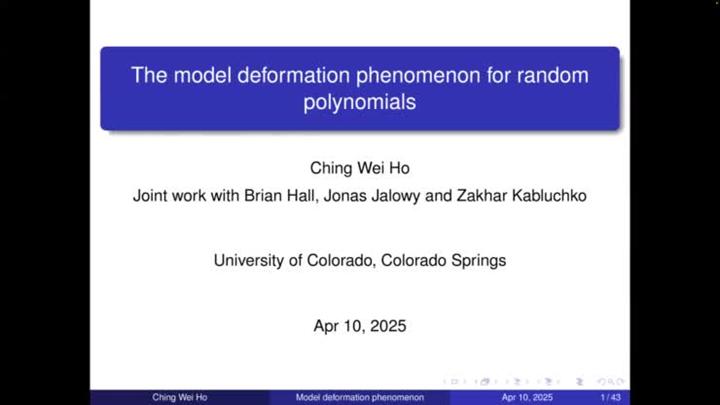 Math Colloquium - Ching Wei Ho