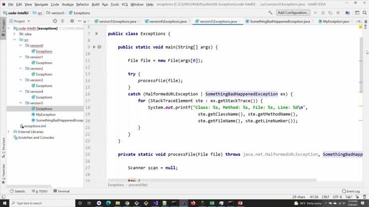 C S 240 - Exceptions - Exceptions in Java