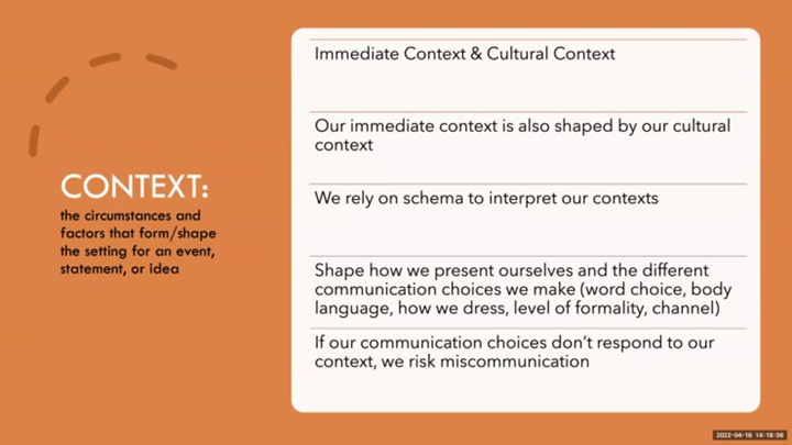 CMST&101: Immediate and Cultural Context