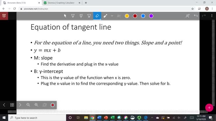 MAT 271 Equation of tangent line examples