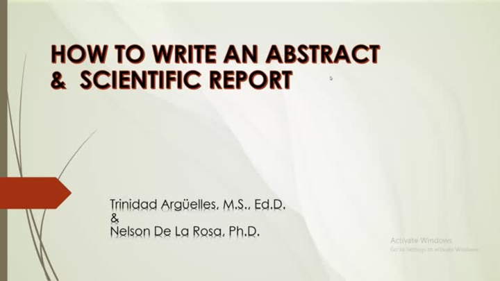Abstract/ Scientific Report Workshop