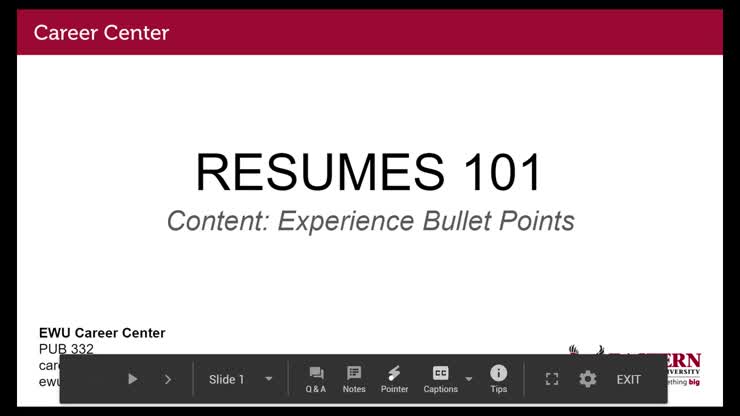RESUMES 7 - Experience Bullet Points