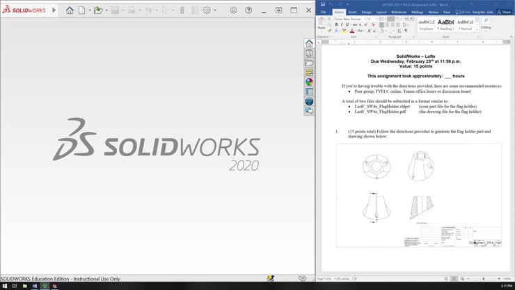 SolidWorks Walkthrough - Lofts - Flag Holder