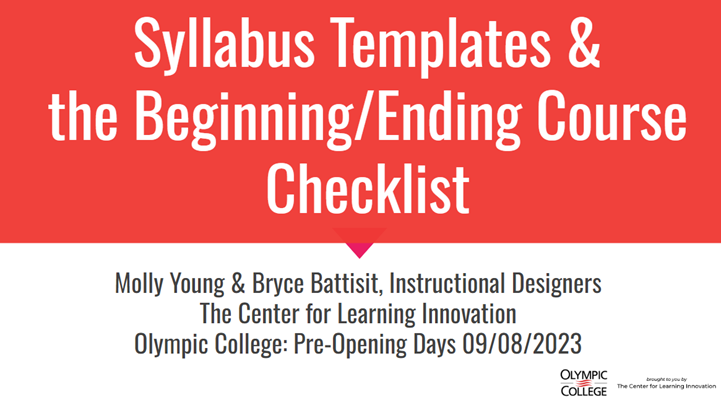 Day 4 - Syllabus Template & Beginning/End of Course Checklist