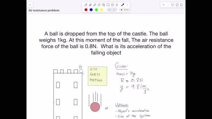 Non free fall example problem