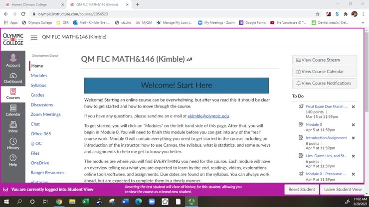 Navigating Canvas and the course