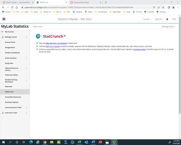 Brief Statcrunch Tutorial