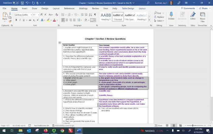 Content Video: Going over Chapter 1 Section 2 & 3 Review Questions with Mrs .Korman