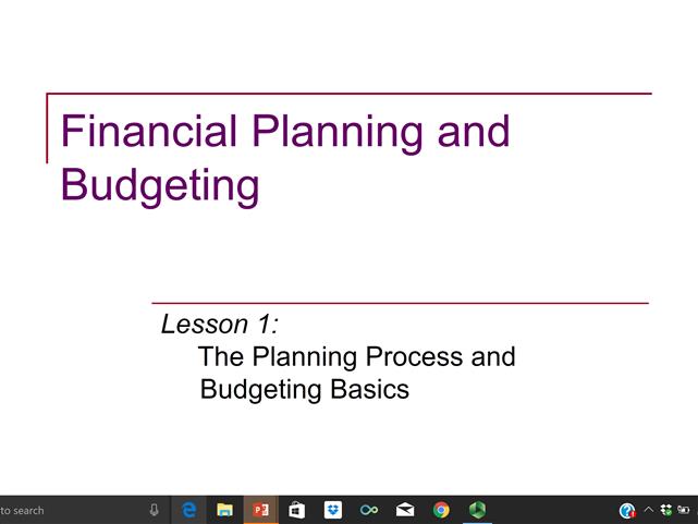 Financial Planning and Budgeting Lesson 1