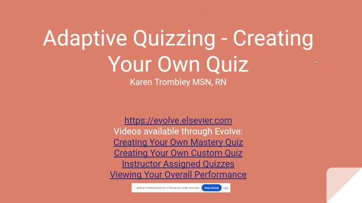 Elsevier Evolve Adaptive Quizzing - Create Your Own Quiz