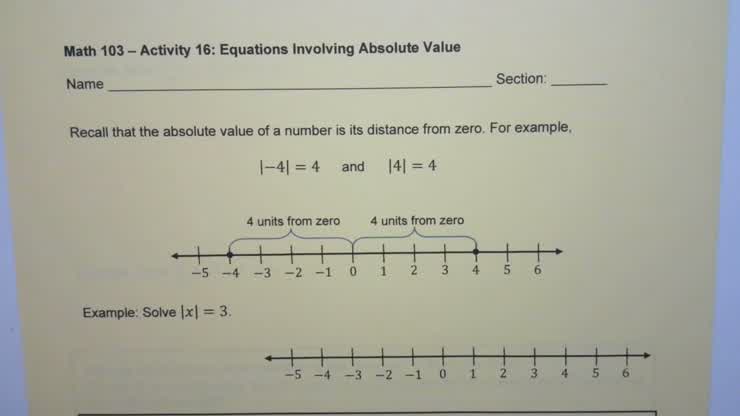 Math 103 Equations Involving Absolute Value