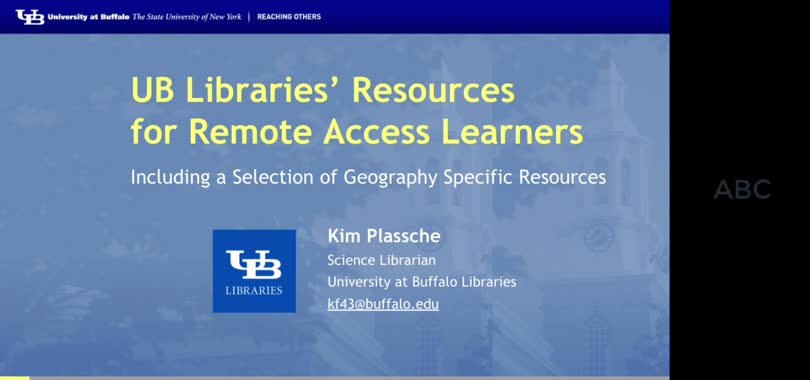 UB Libraries' Resources for Remote Learners Including Geography Resources