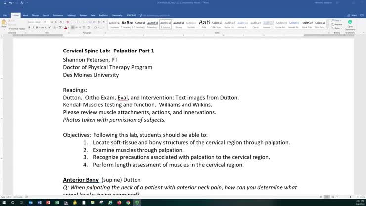 Cervical Palpation Lab 1_Part 1