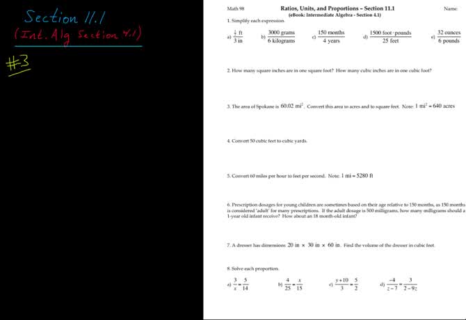 Ratios, Units, and Proportions - #3