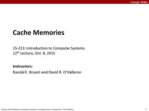 Lecture 12: Cache Memories