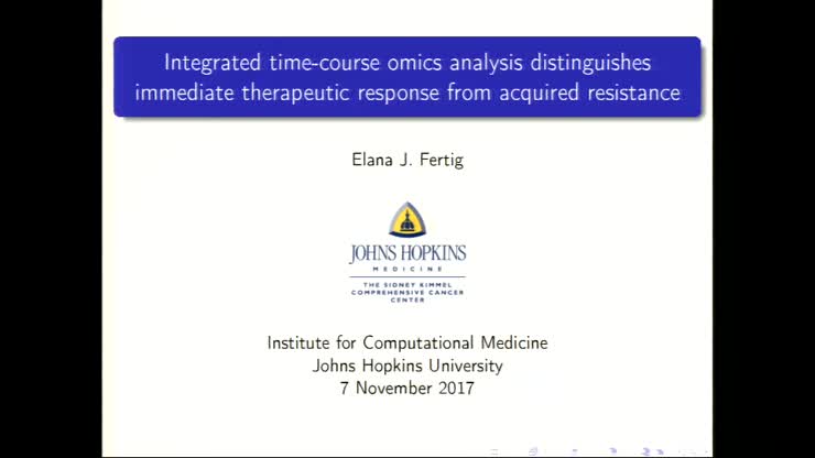 November 7, 2017: Elana Fertig, "Integrated time-course omics analysis ...
