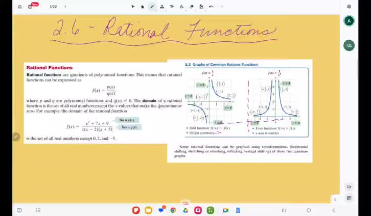 2.6- Rational Functions and Their Graphs (Part 1)