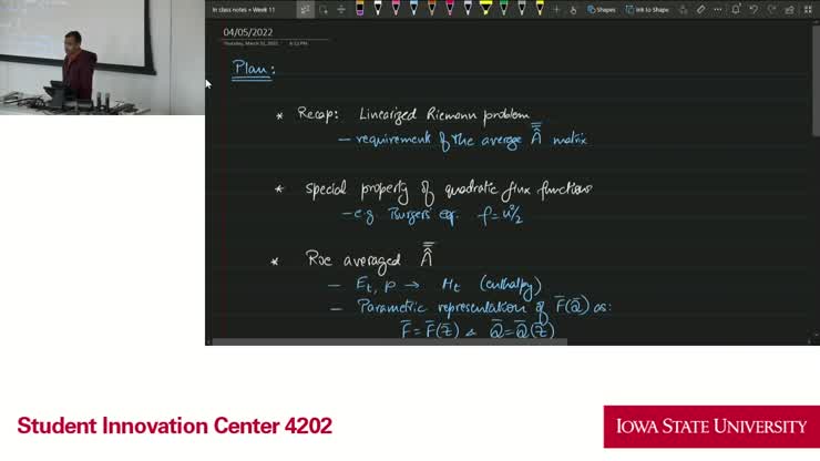 Lecture #21 (04/05/2022): Approximate Riemann solvers, quadratic flux ...