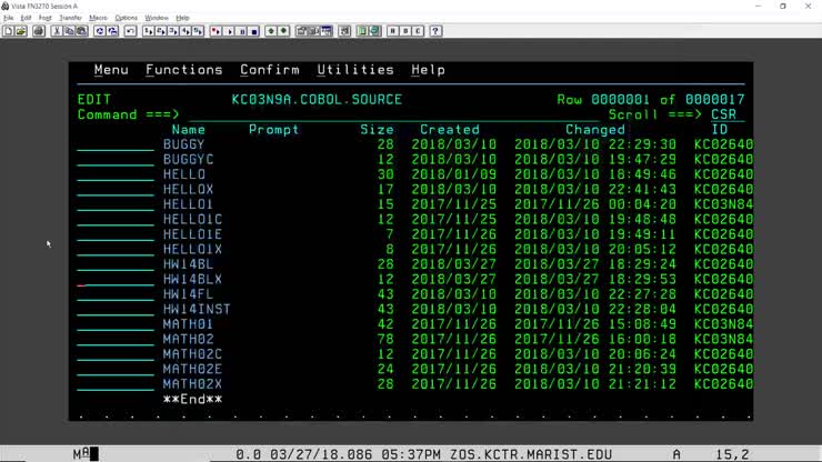 INFSYS3807 COBOL Copy Homework Members to Homework Submission PDS