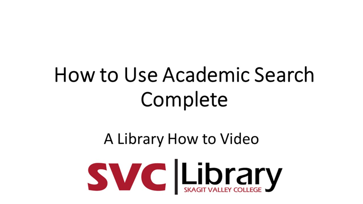 Academic Search Complete Database: Basic Search