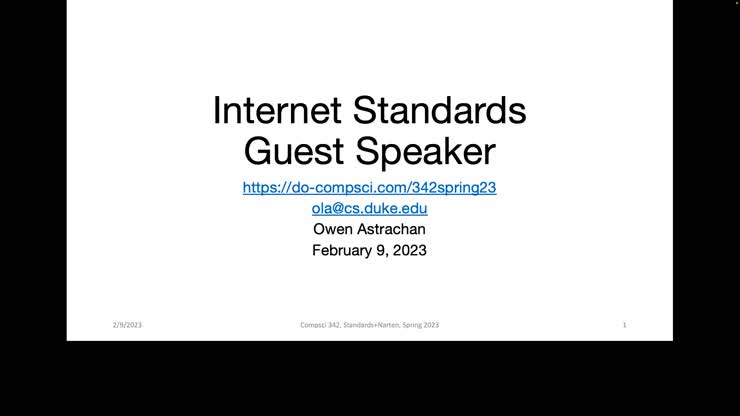 Owen Astrachan - Compsci 342 - Griffith Theatre - Spring 2023 on 2/9 ...