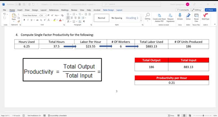 Single Factor Productivity