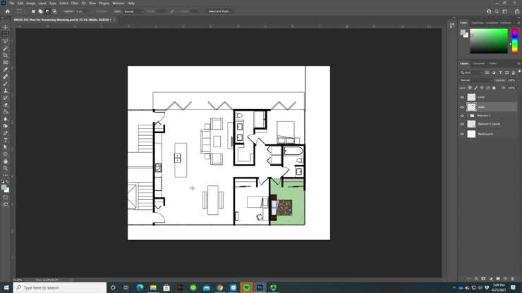 Photoshop: Floor Plan Rendering Textures and Materials - Place Wood Floor