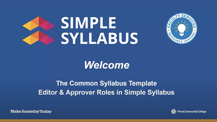 Simple Syllabus - The Common Syllabus Template (Editor & Approver Roles)