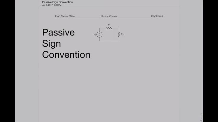 Passive Sign Convention