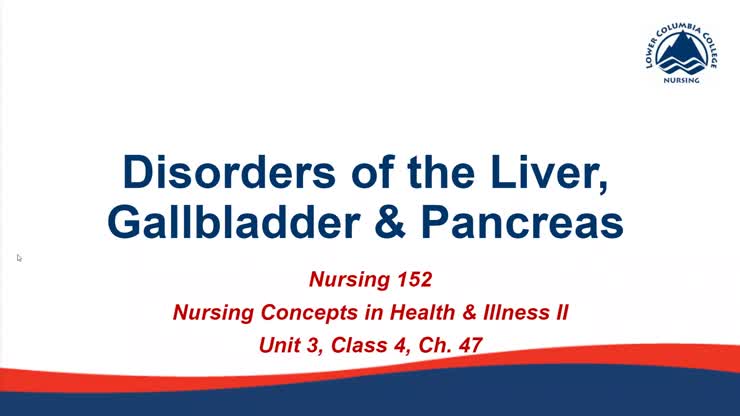 Unit 3 - Class 4: Chapter 47 - Disorders of the Liver, Gallbladder, and ...