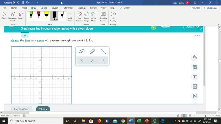Graphing a line through a given point with a given slope