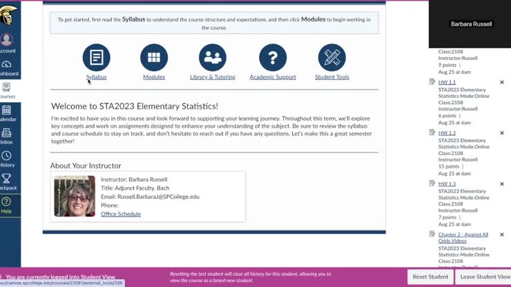 Introduction to STA 2023 and Canvas Video