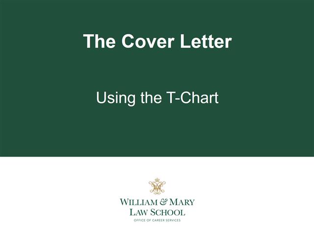 Cover Letters Module 3: The T-Chart
