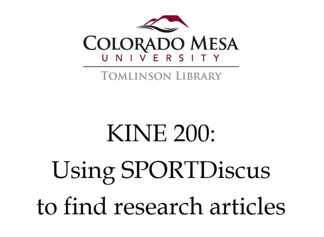 KINE 200 - Using the SPORTDiscus database