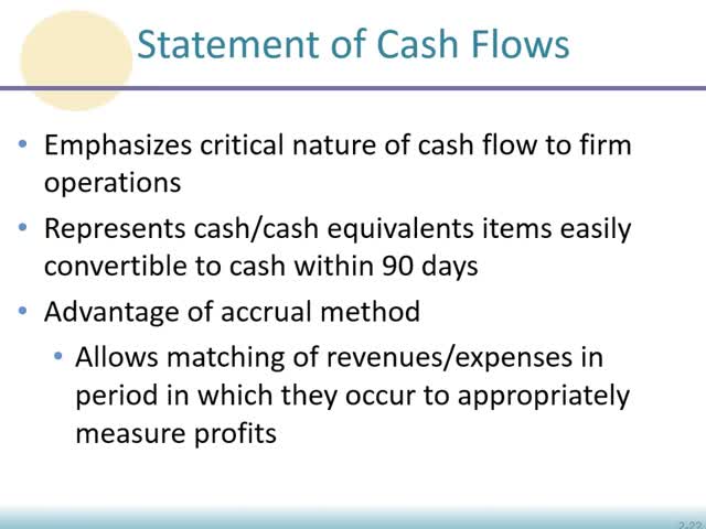 Lecture 2.4 Statement of Cash Flows