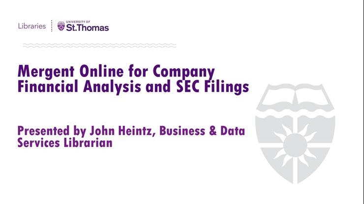 Mergent Online for Company Financial Analysis and SEC Filings