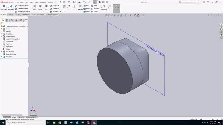 Flashlight Part- Housing; Extrude Base Feature