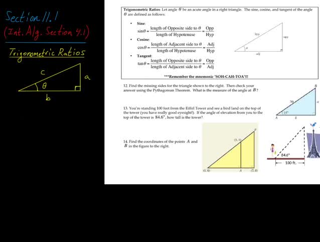Ratios, Units, and Proportions - Trigonometric Ratios