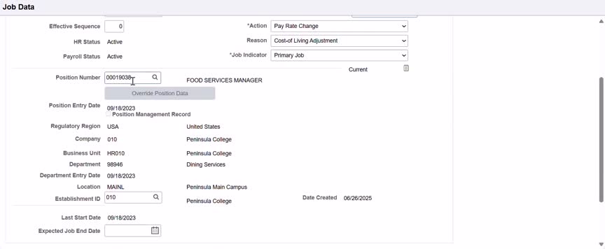 Reclassifying a Position with a New Job Code - No Audio