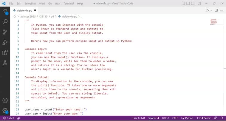 Console Input and Output