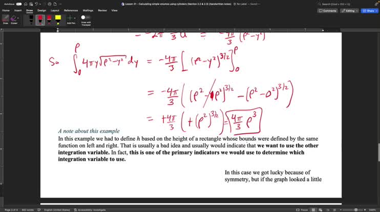 Calc 2 - February 28, 2025 - Choosing integration variable