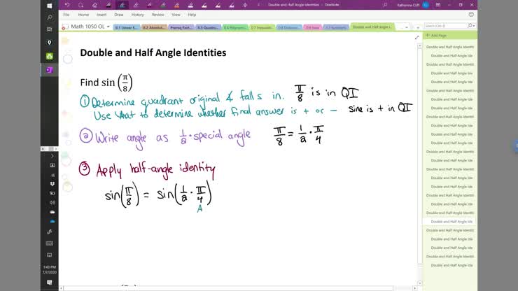 Half angles to find nonspecial trig values example 1