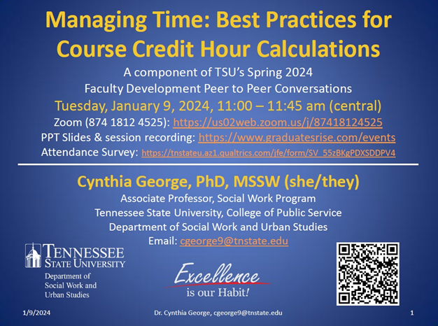 TSU Faculty Peer to Peer: Best Practices for Course Credit Hour ...