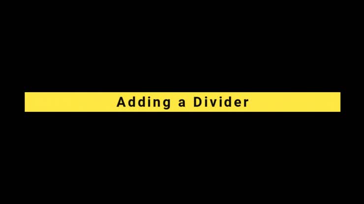 Adding Divider